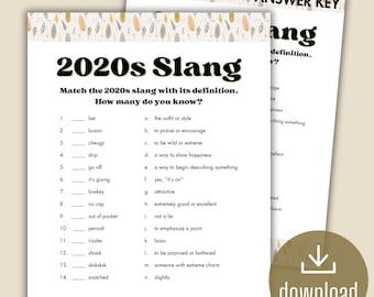 1960s Trivia Slang Game | Play With Kids and Adults | Digital Printable ...