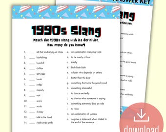 1950s Trivia Slang Game | Play With Kids and Adults | Digital Printable ...