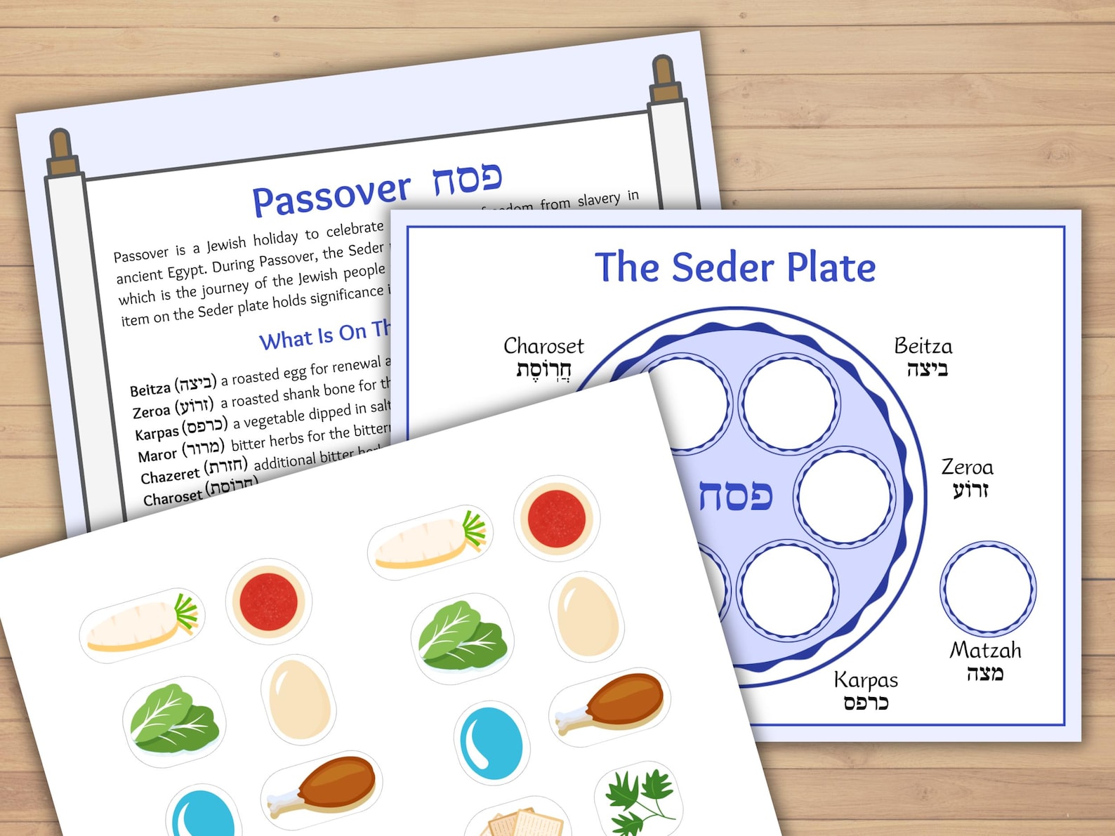 Interactive Passover Pesach and Seder Plate Table Signs | Download and ...