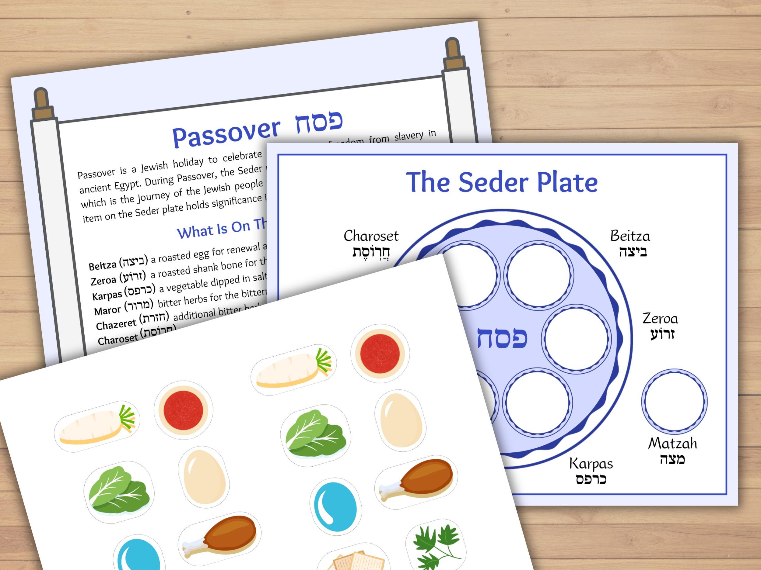 Interactive Passover Pesach and Seder Plate Table Signs | Download and Print | Jewish Judaism ...