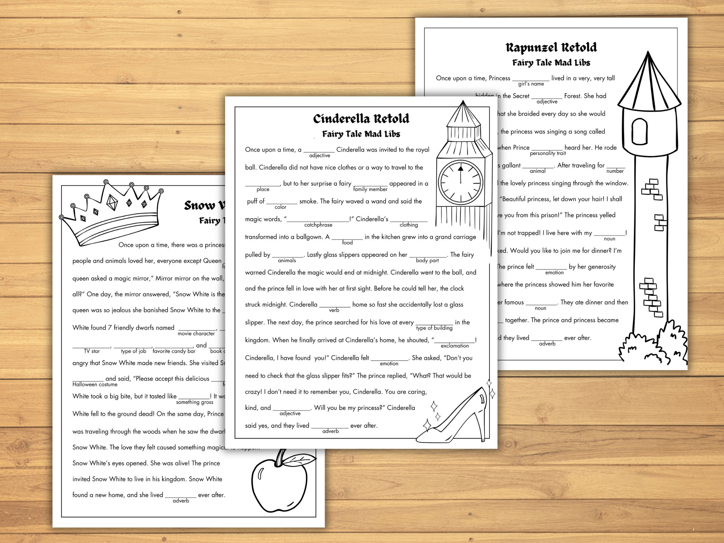 Fairy Tale Mad Libs Classic Princess Pack Download and Print Learning ...
