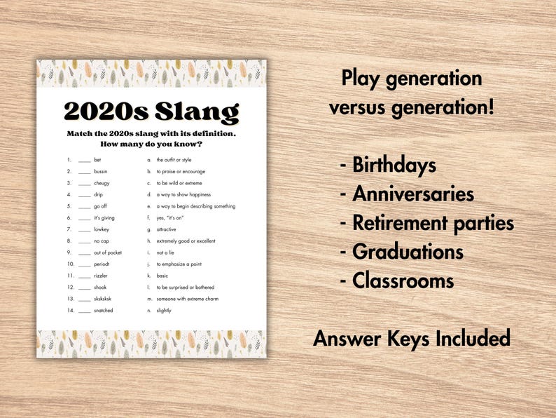 Slang by the Decades Trivia Game Bundle | Family Friendly Activity ...