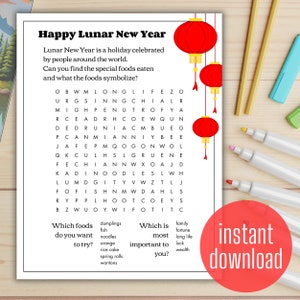 Lunar New Year Word Search | Download and Print | Learning Word ...