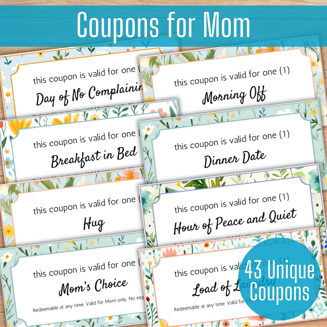 Coupons for Mom | Gift for Mom From Families, Children, Husbands | Blue ...