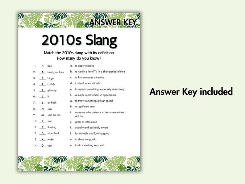 2010s Trivia Slang Game | Play With Kids and Adults | Digital Printable ...