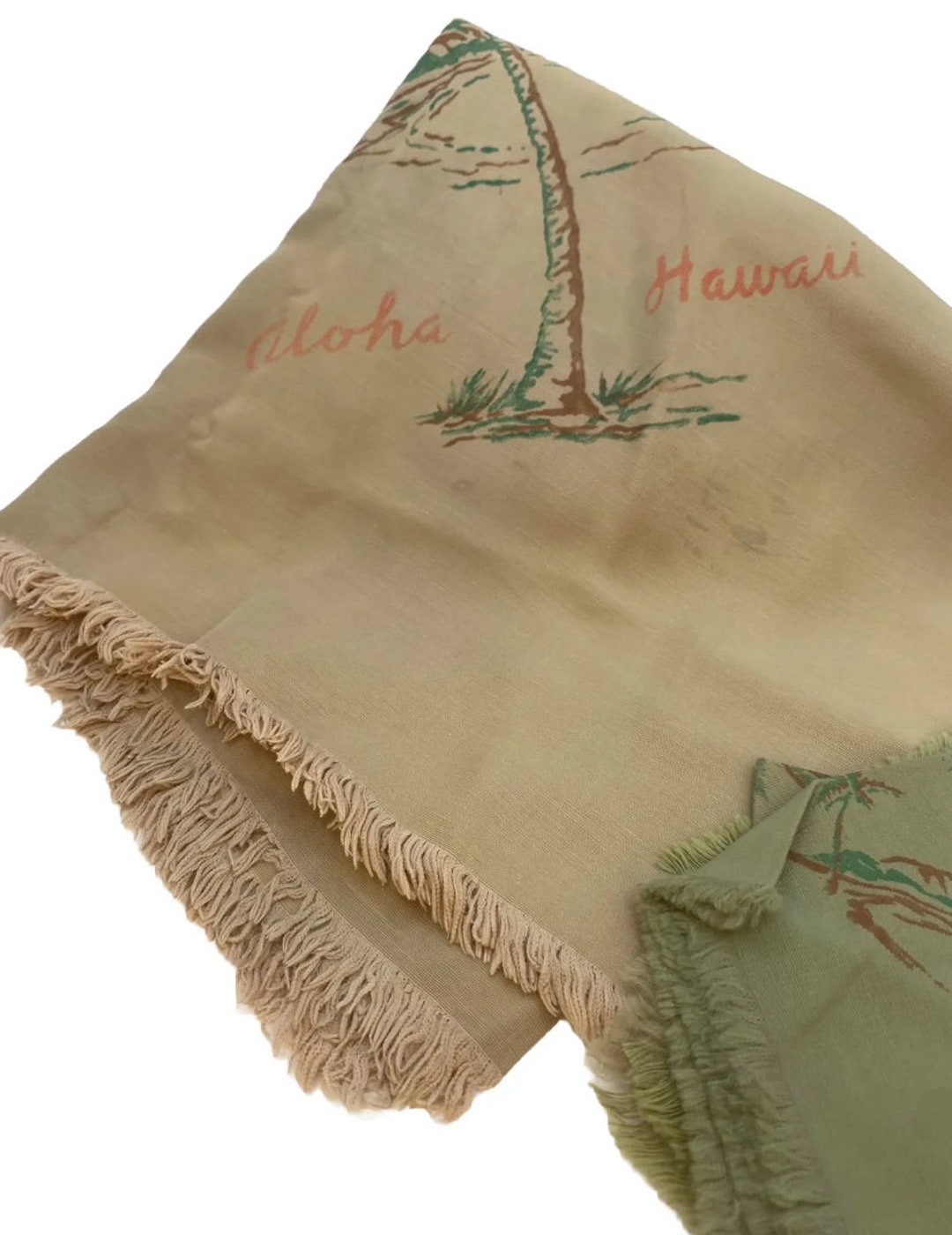 Vintage Hawaiian Hula Girl Napkins and Tablecloth With Fringe-aloha ...