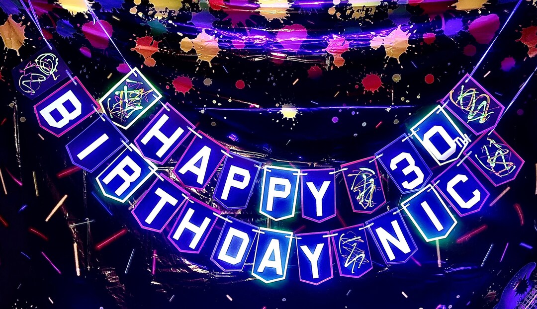 Neon Glow Party Banner - Etsy