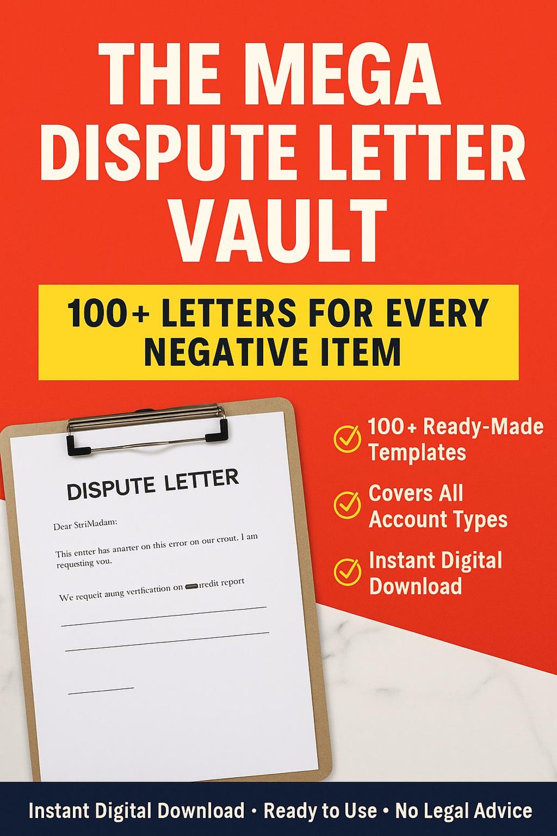 Credit Dispute Letter Templates: 100+ DIY Credit Repair Kit (PDF & Doc ...