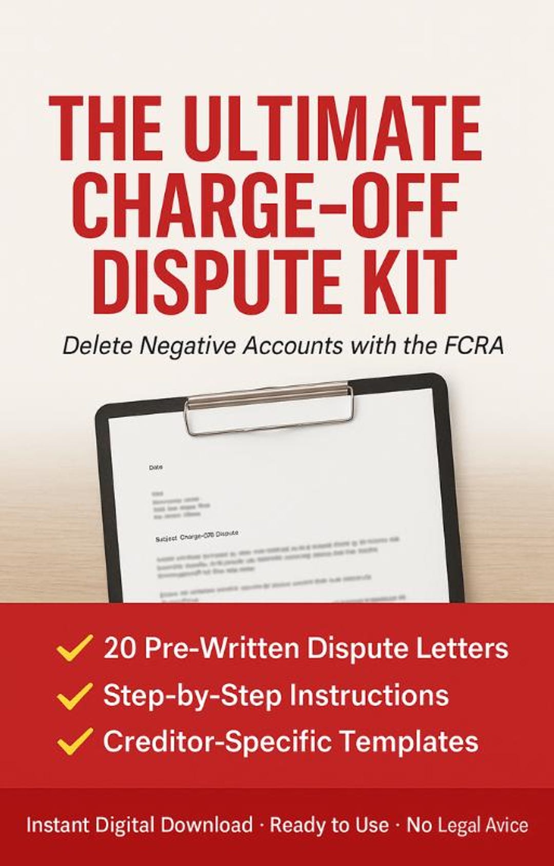 Charge-off Dispute Kit: Editable Credit Repair Letters (PDF & DOCX ...