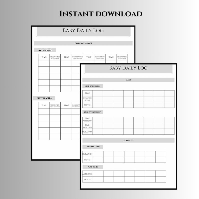 Daily Baby Log, Printable Baby Log, Newborn Daily Log, Infant Daily Log ...