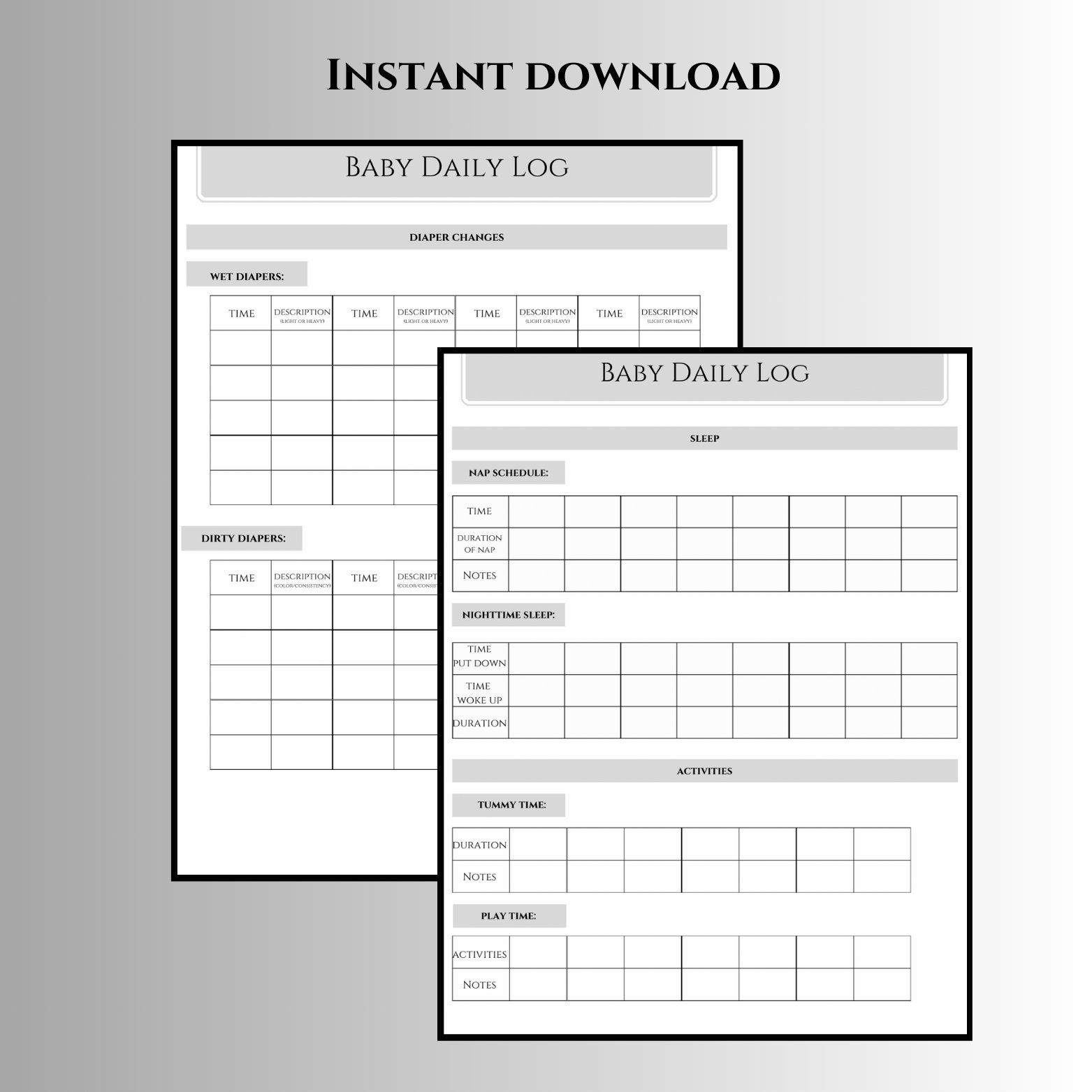 Daily Baby Log, Printable Baby Log, Newborn Daily Log, Infant Daily Log ...