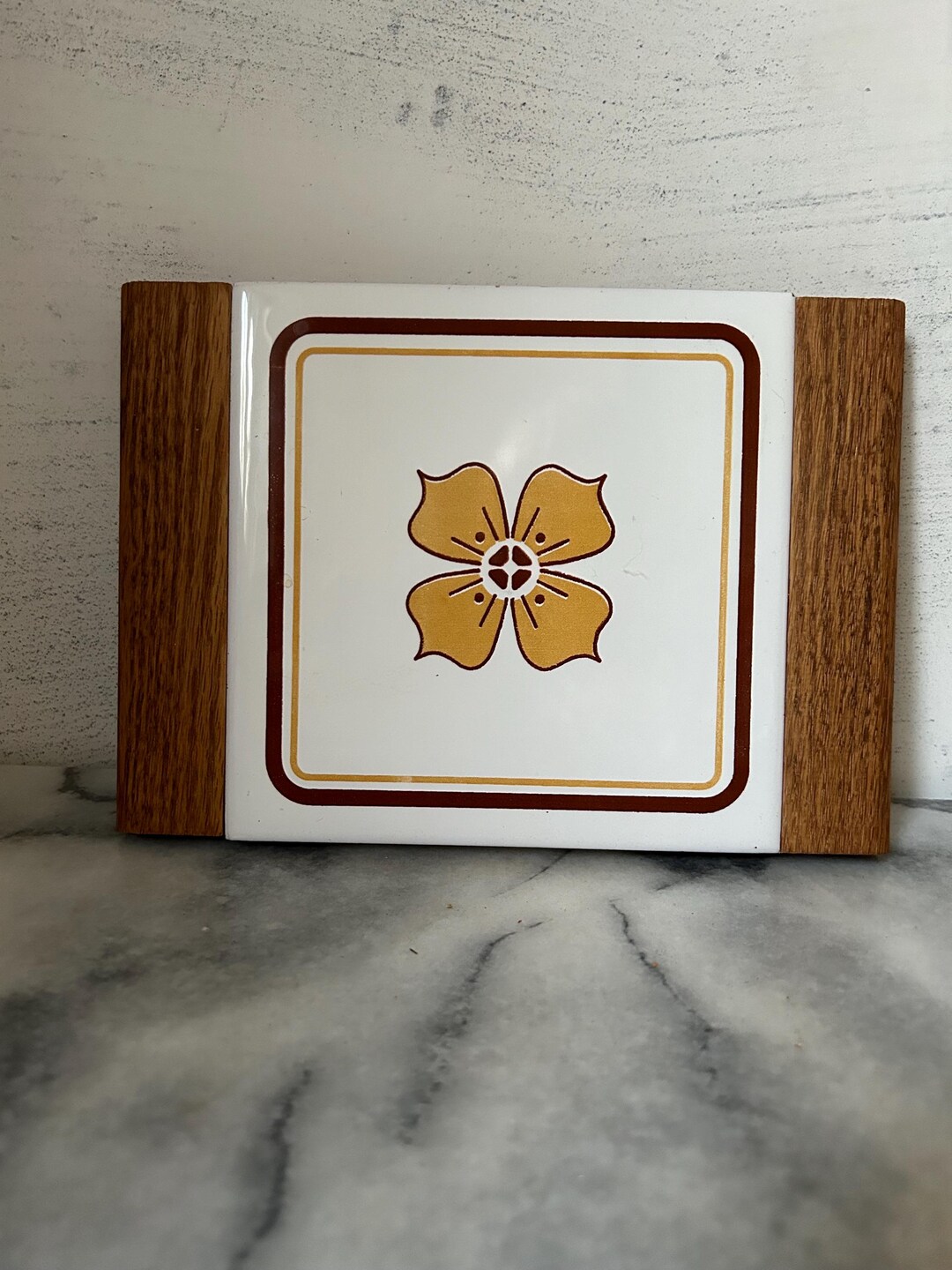 Vintage 1970s MCM Spanish Floral Tile and Oak Wood Trivet - Etsy