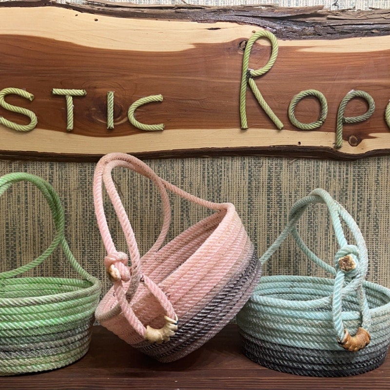 Embroidered Rope Baskets - Etsy