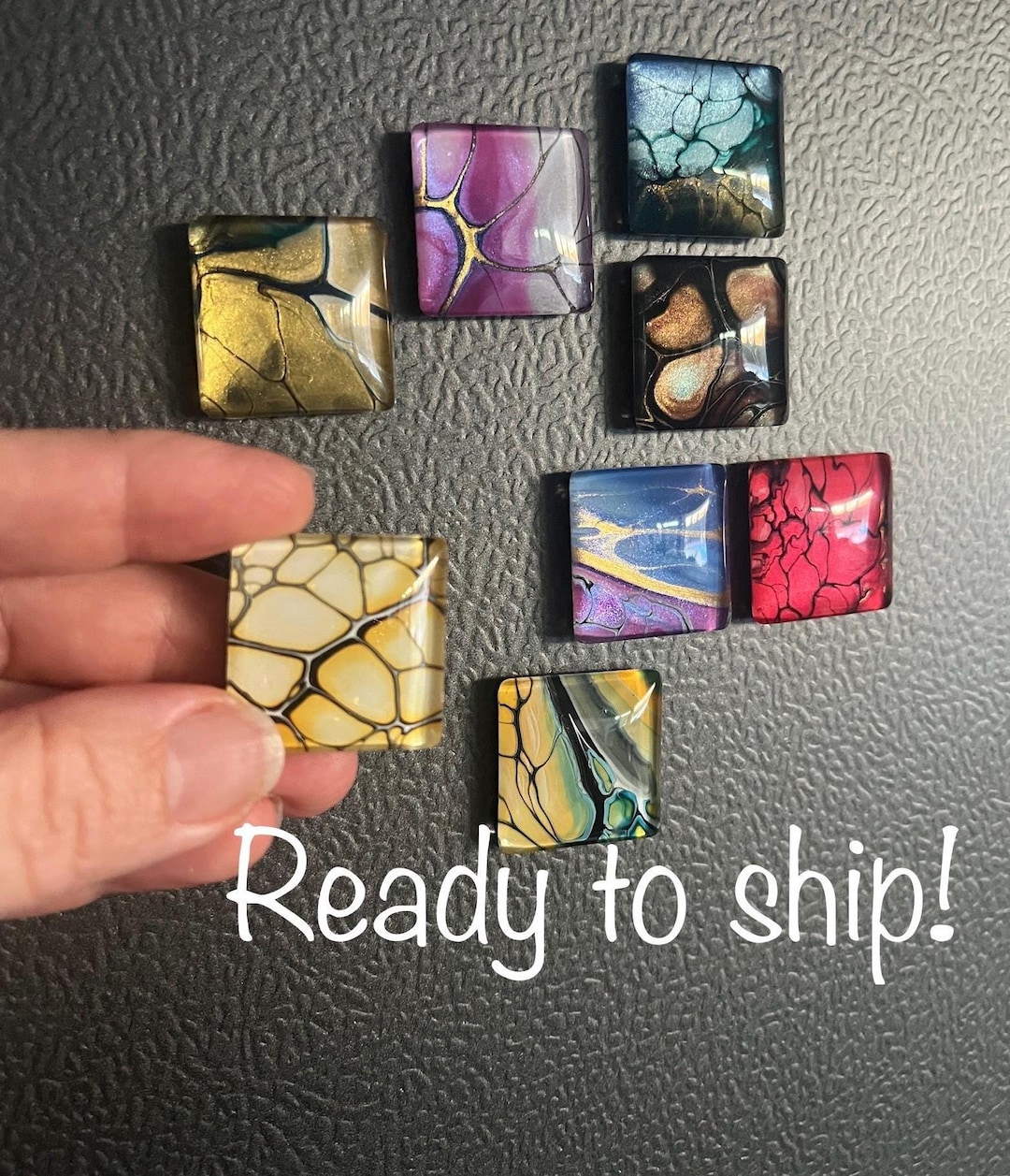 Fluid Art Abstract Magnet, Every Item is Unique and Has Its Own Pattern ...