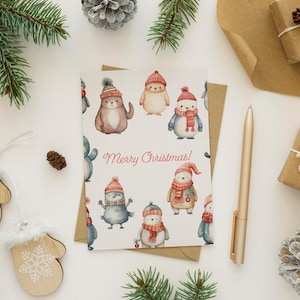 Christmas Winter Animals Clipart, Winter Holidays Watercolor Png ...