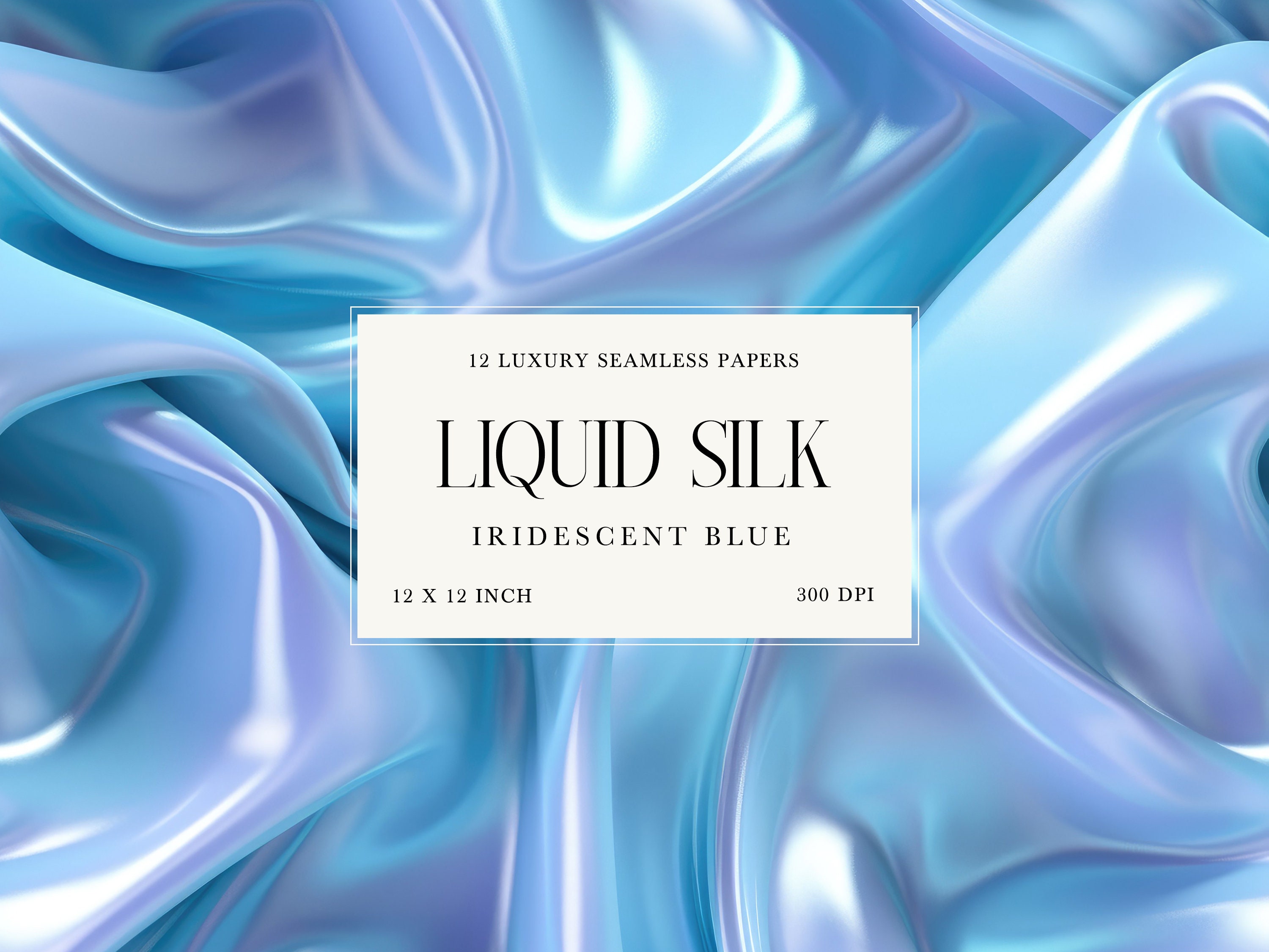 Iridescent Blue Liquid Silk Seamless Digital Papers, Metallic Fabric ...