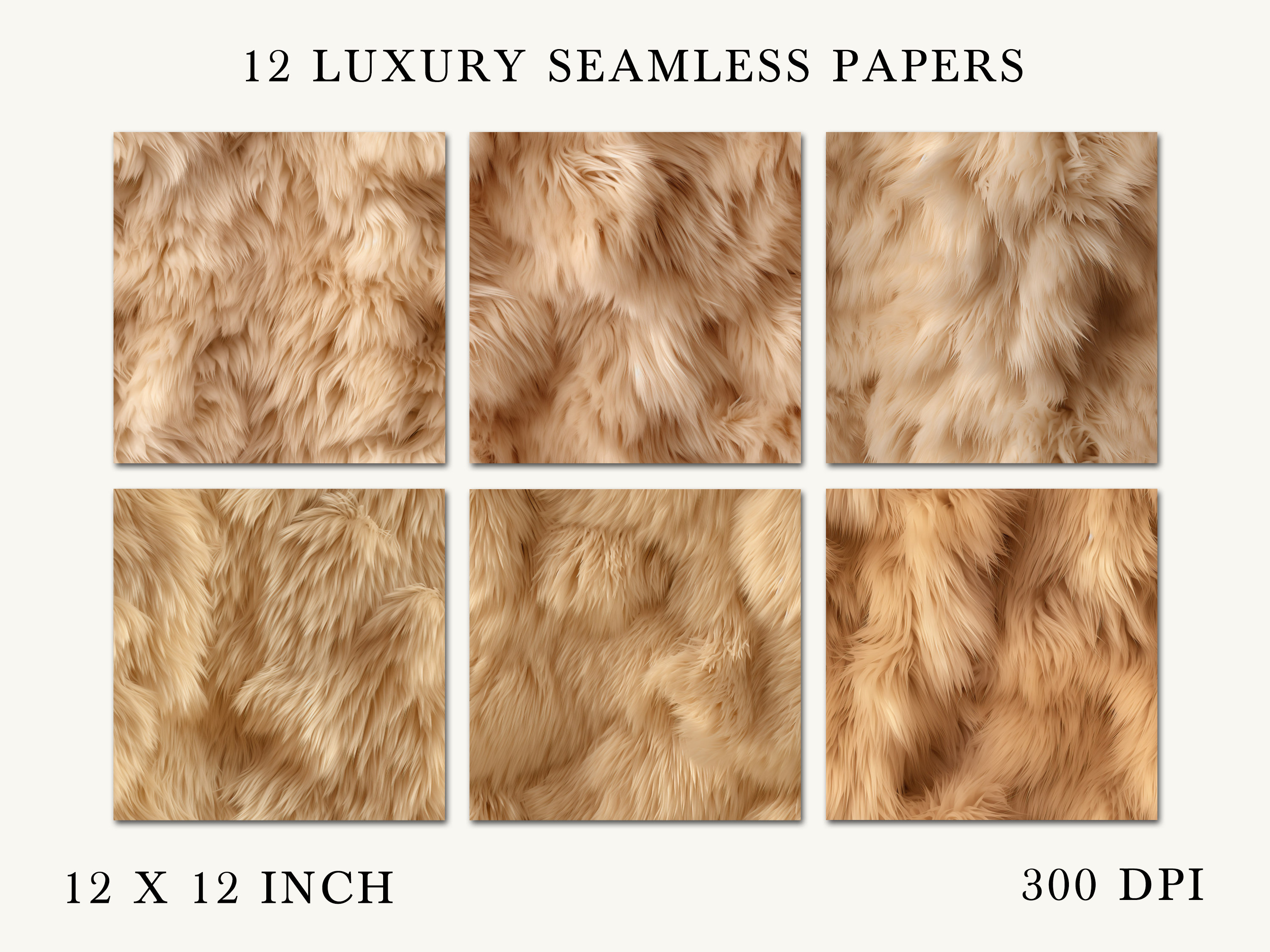 Light Beige Brown Animal Fur Fabric Seamless Digital Papers, Hair ...