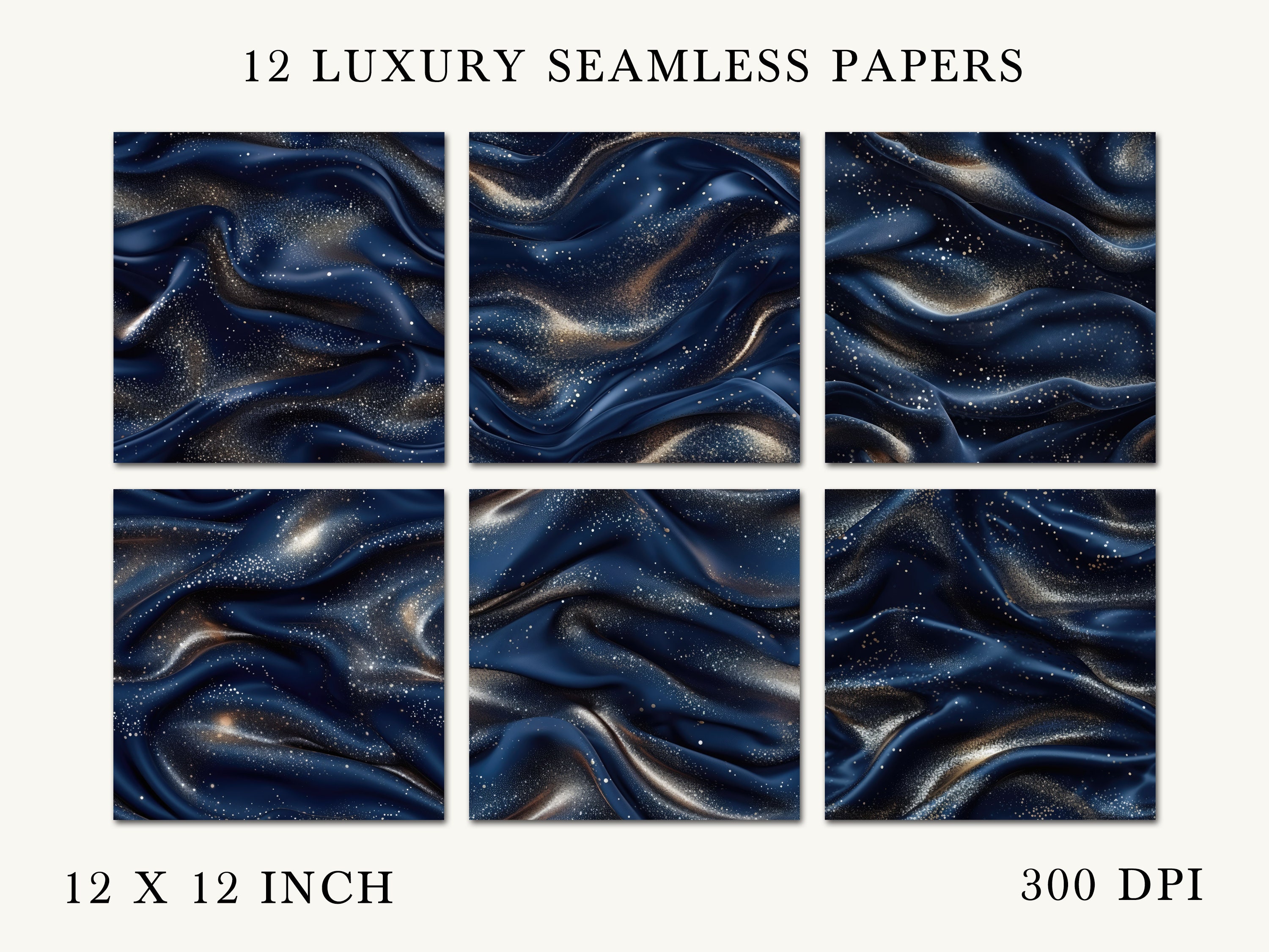 Navy Blue Glitter Fabric Seamless Digital Papers, Metallic Sparkle ...