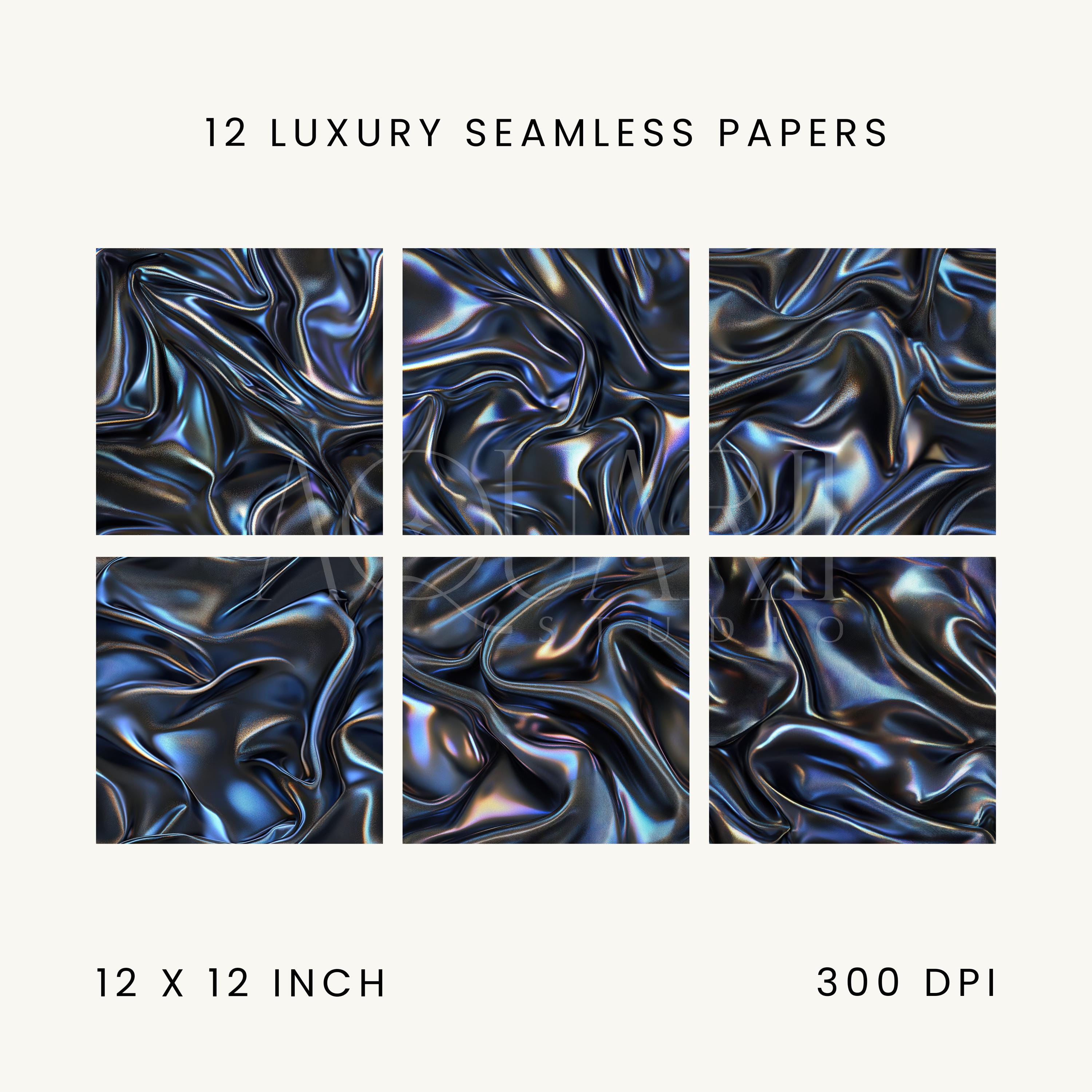Iridescent Black Silver Liquid Silk Seamless Digital Papers ...