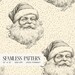 Vintage Retro Santa Seamless Digital Paper, Vintage Christmas Seamless ...