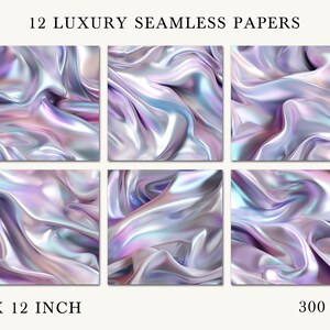 Holographic Silver Liquid Silk Seamless Digital Papers, Iridescent ...