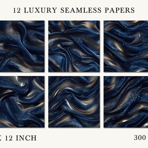 Navy Blue Glitter Fabric Seamless Digital Papers, Metallic Sparkle ...