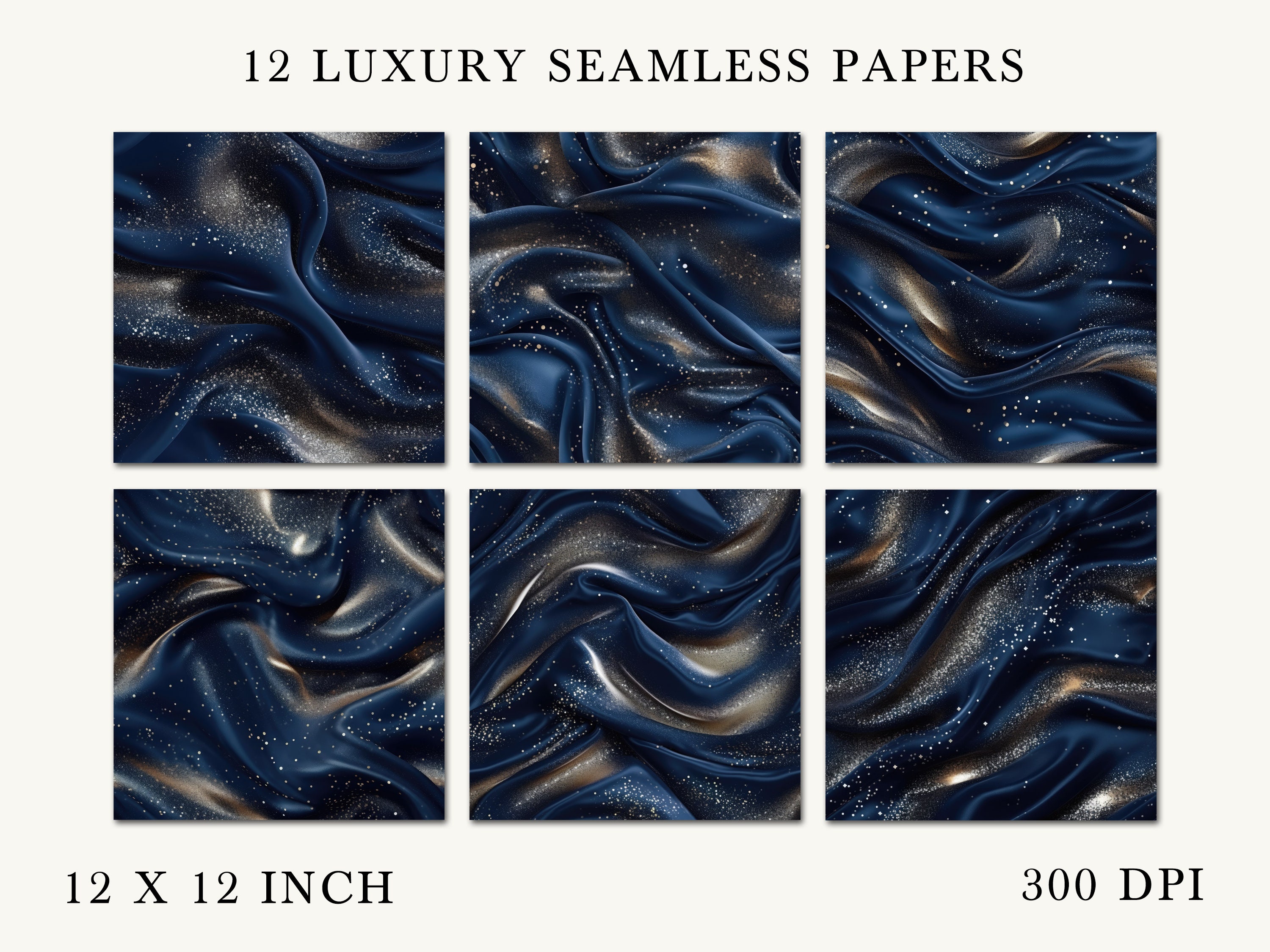Navy Blue Glitter Fabric Seamless Digital Papers, Metallic Sparkle ...