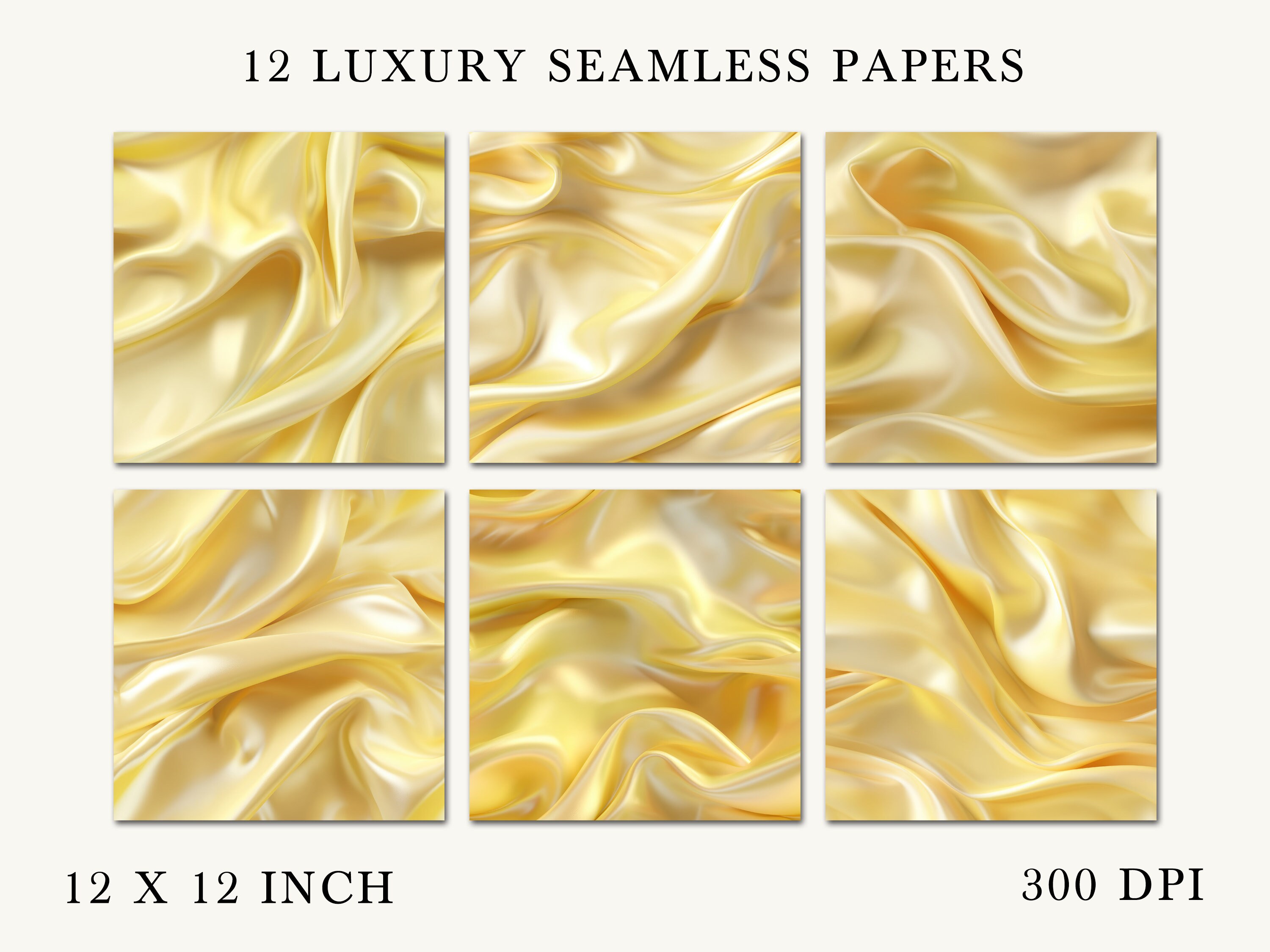 Pearl Yellow Liquid Silk Seamless Digital Papers, Iridescent Metallic ...