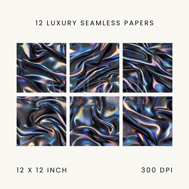Pearl Black Liquid Silk Seamless Digital Papers, Metallic Fabric ...