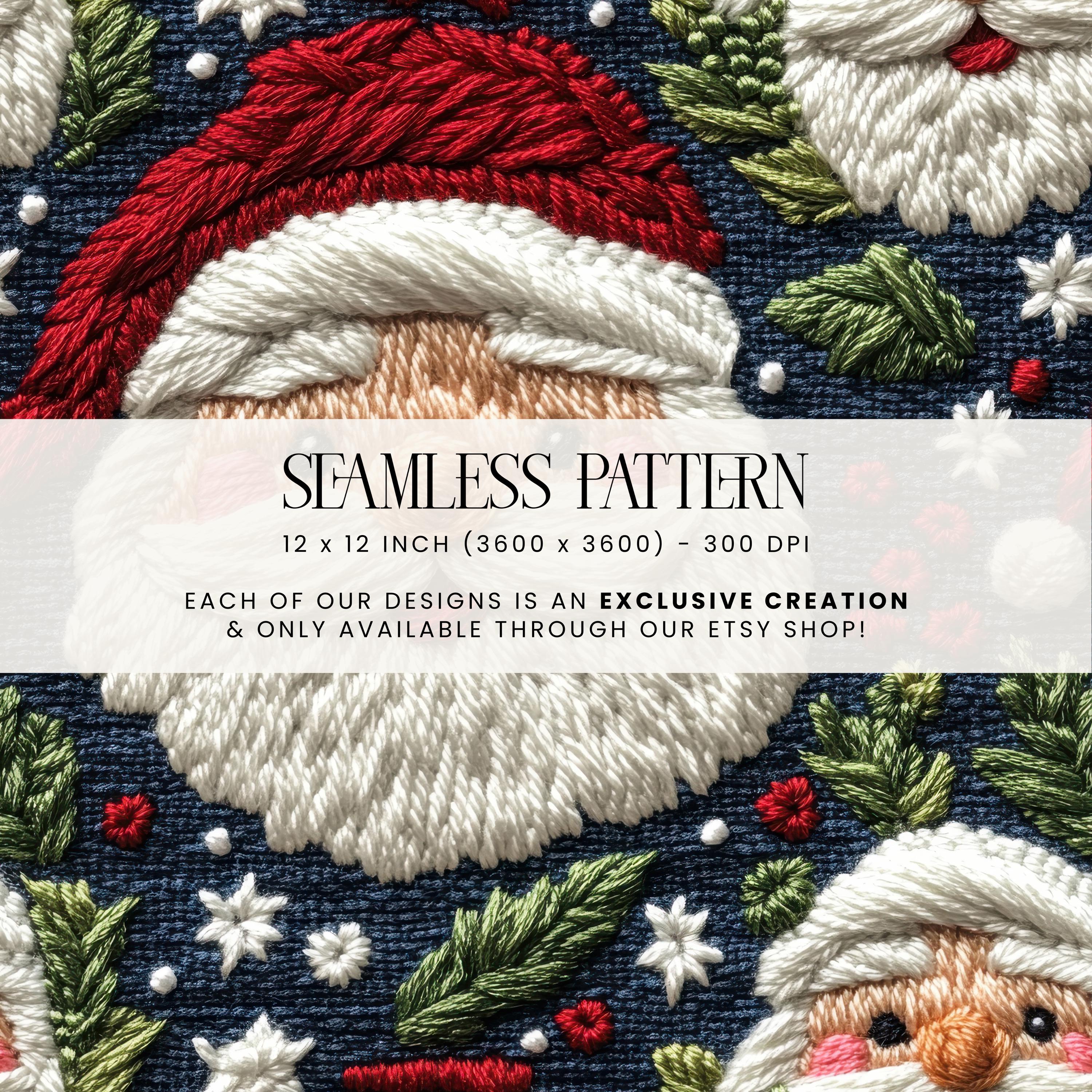 Cute Santa Claus Knit Seamless Digital Paper, Faux Knit Santa 3D ...