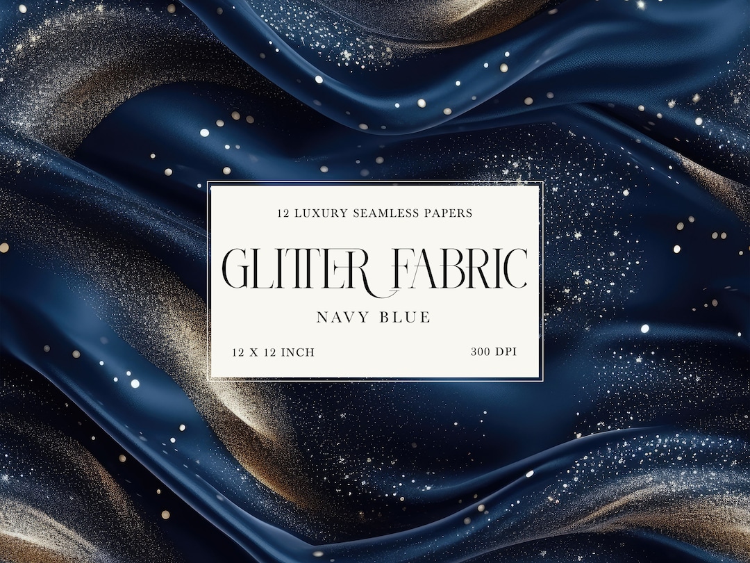 Navy Blue Glitter Fabric Seamless Digital Papers, Metallic Sparkle ...