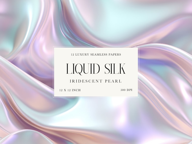 Iridescent Pearl Liquid Silk Seamless Digital Papers, Metallic Fabric ...