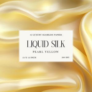 Pearl Yellow Liquid Silk Seamless Digital Papers, Iridescent Metallic ...