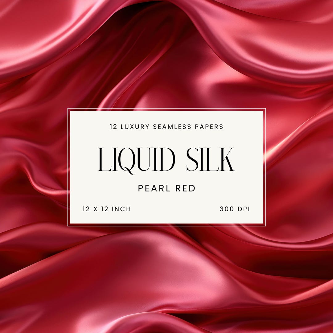 Pearl Red Liquid Silk Seamless Digital Papers, Metallic Fabric Textures ...