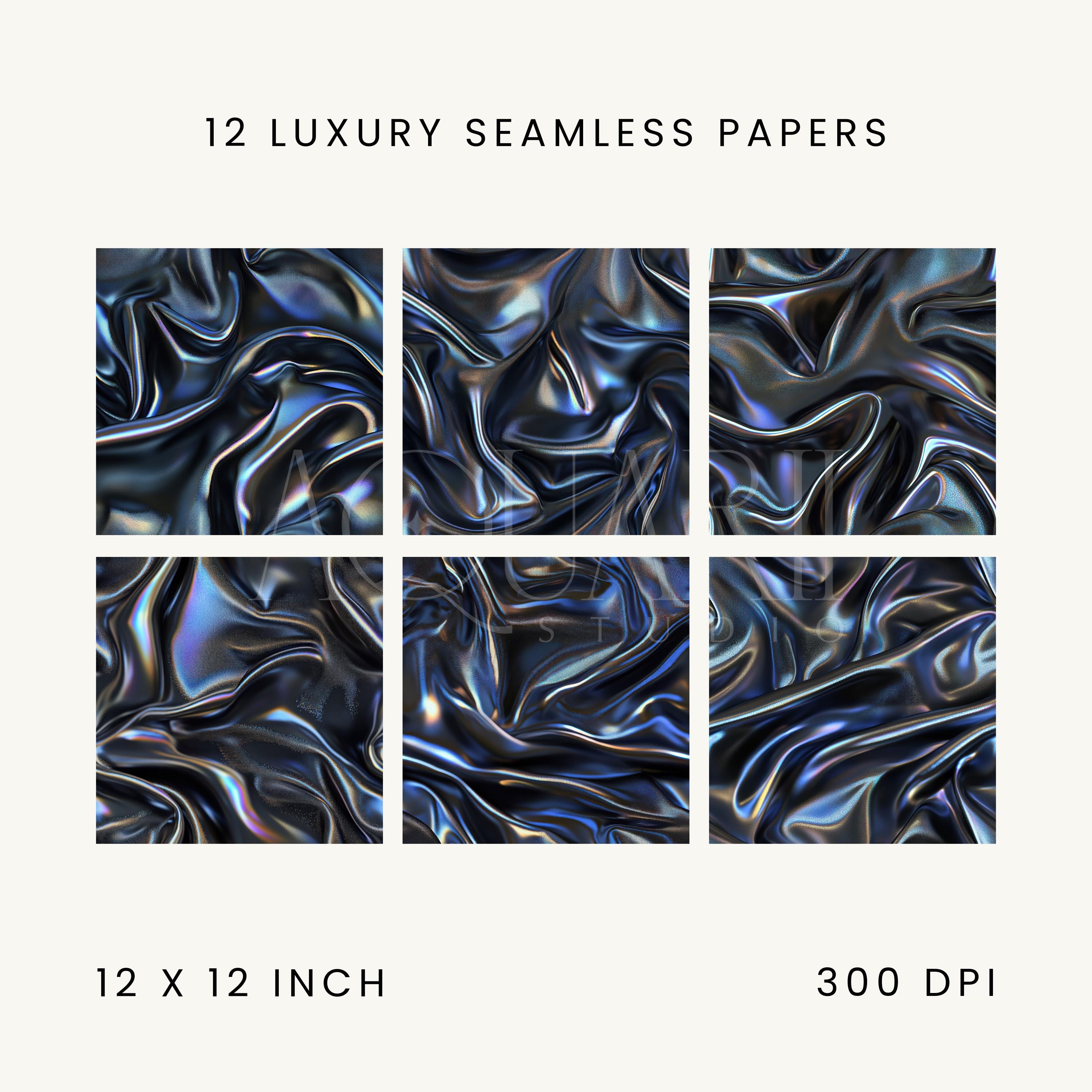 Iridescent Black Silver Liquid Silk Seamless Digital Papers ...