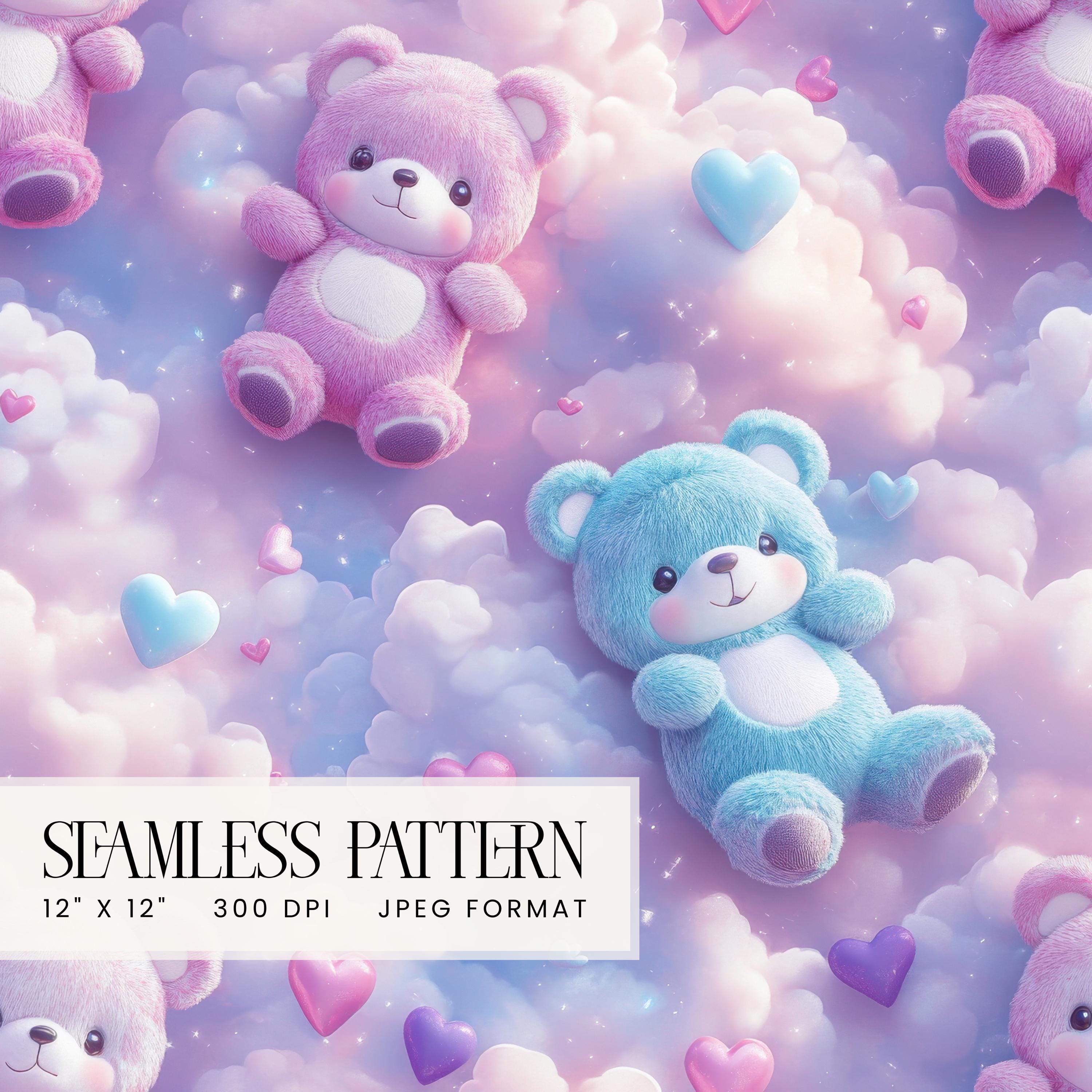 3D Cute Bears Seamless Digital Paper, Valentines Repeat Pattern ...