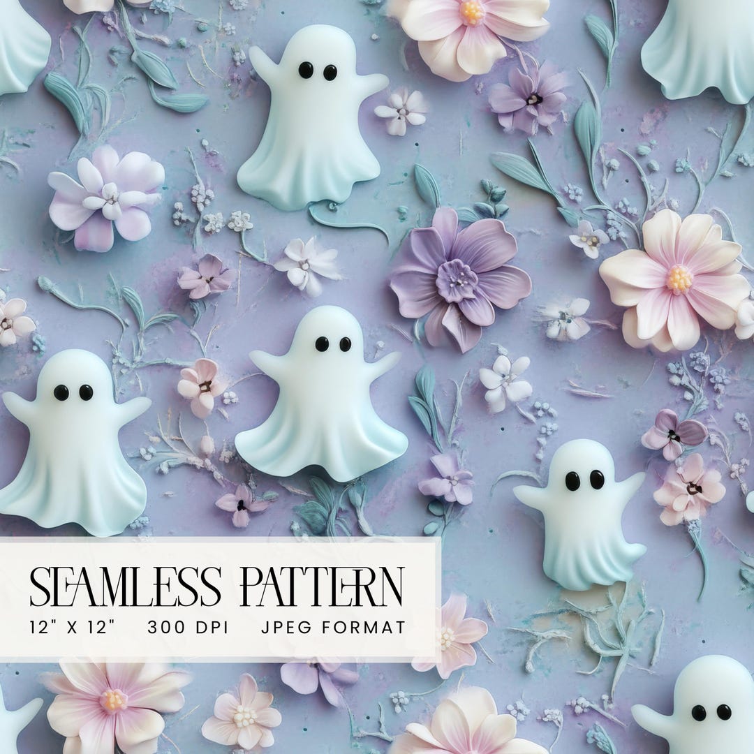 3D Cute Ghosts Seamless Digital Paper, Spooky Halloween Seamless ...