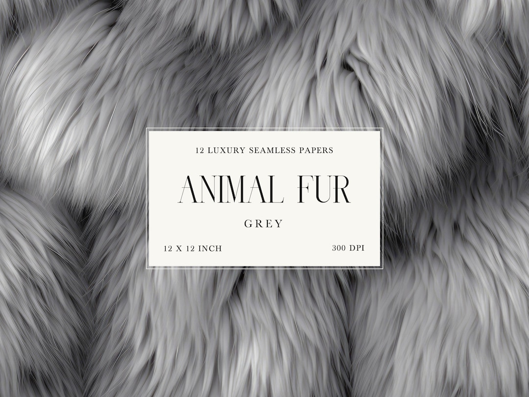 Grey Animal Fur Fabric Seamless Digital Papers, Hair Textures, Soft ...