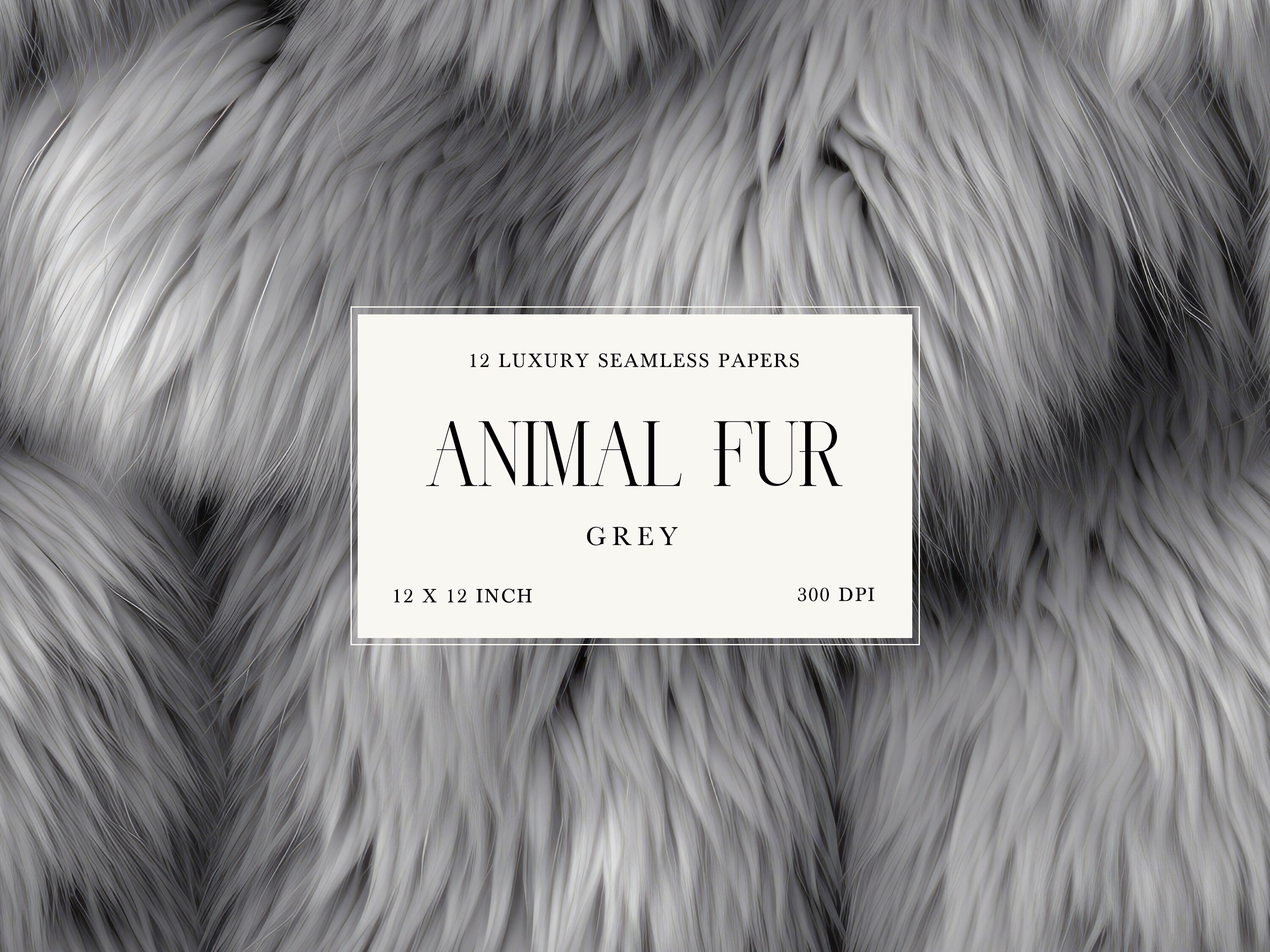 Grey Animal Fur Fabric Seamless Digital Papers, Hair Textures, Soft ...