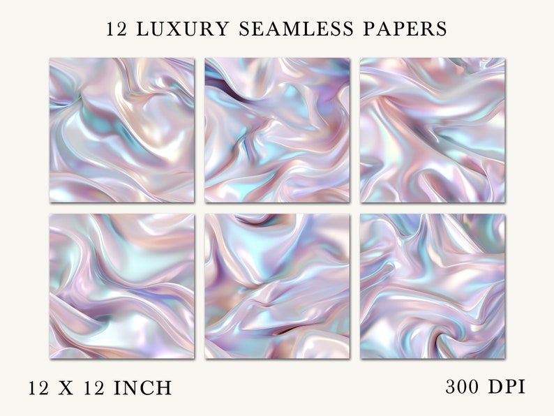 Iridescent Pearl Liquid Silk Seamless Digital Papers, Metallic Fabric ...