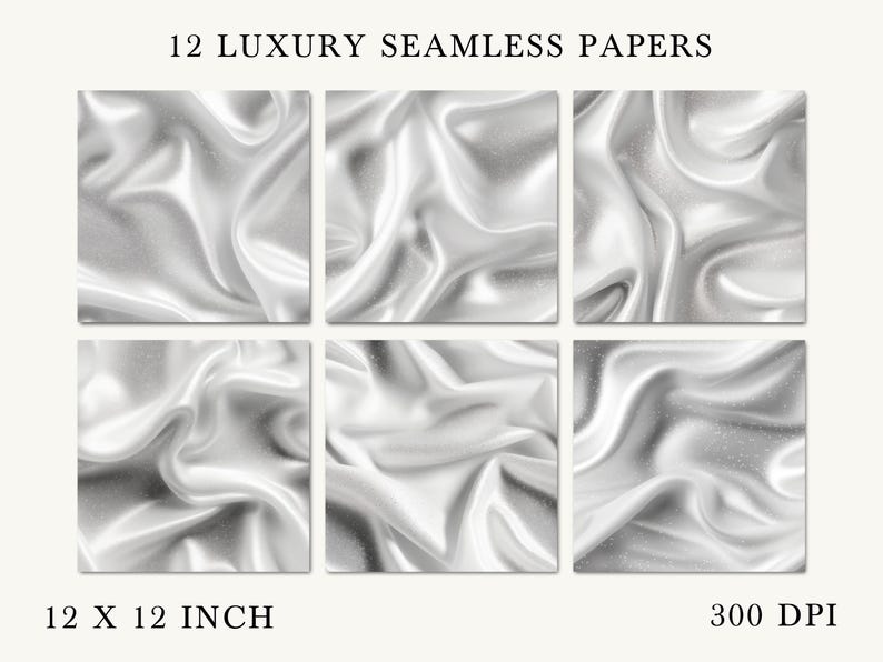 White Glitter Fabric Seamless Digital Papers, Metallic Sparkle Textures ...