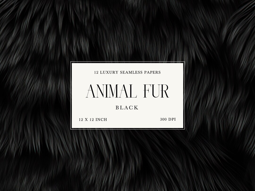 Black Animal Fur Fabric Seamless Digital Papers, Hair Textures, Soft ...