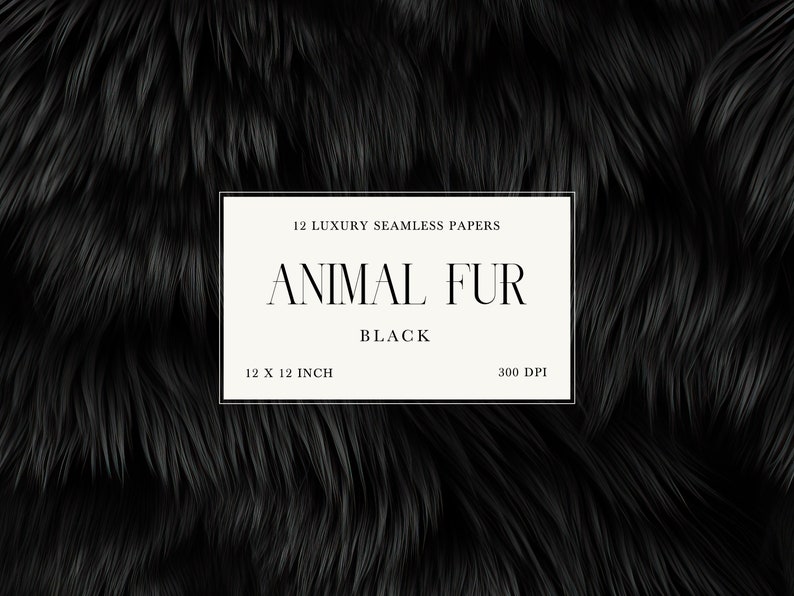 Black Animal Fur Fabric Seamless Digital Papers, Hair Textures, Soft ...