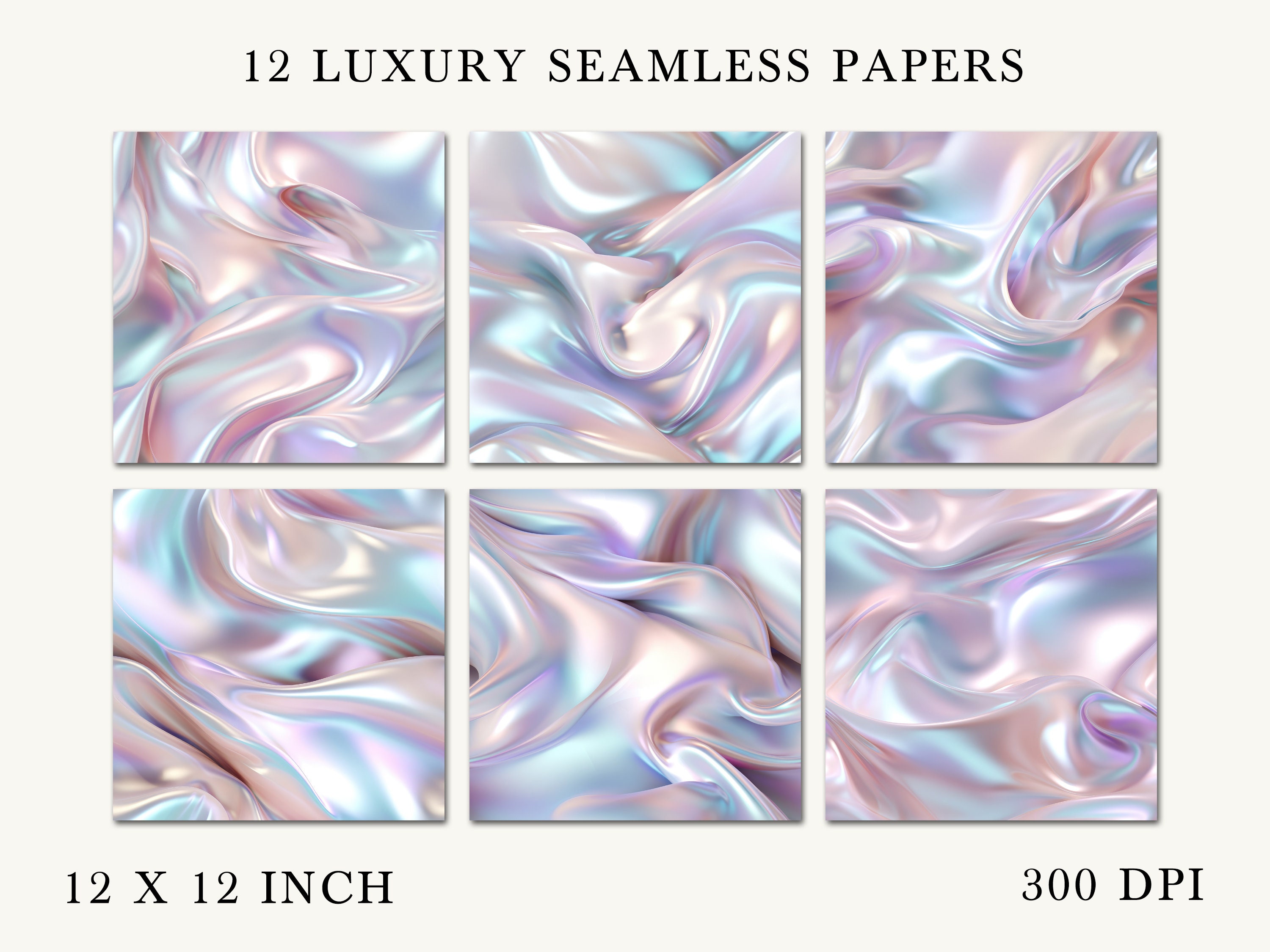 Iridescent Pearl Liquid Silk Seamless Digital Papers, Metallic Fabric ...