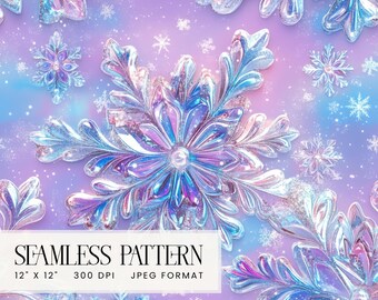 3D Snowflakes Pink Background Seamless Digital Paper, Fabric Printing ...