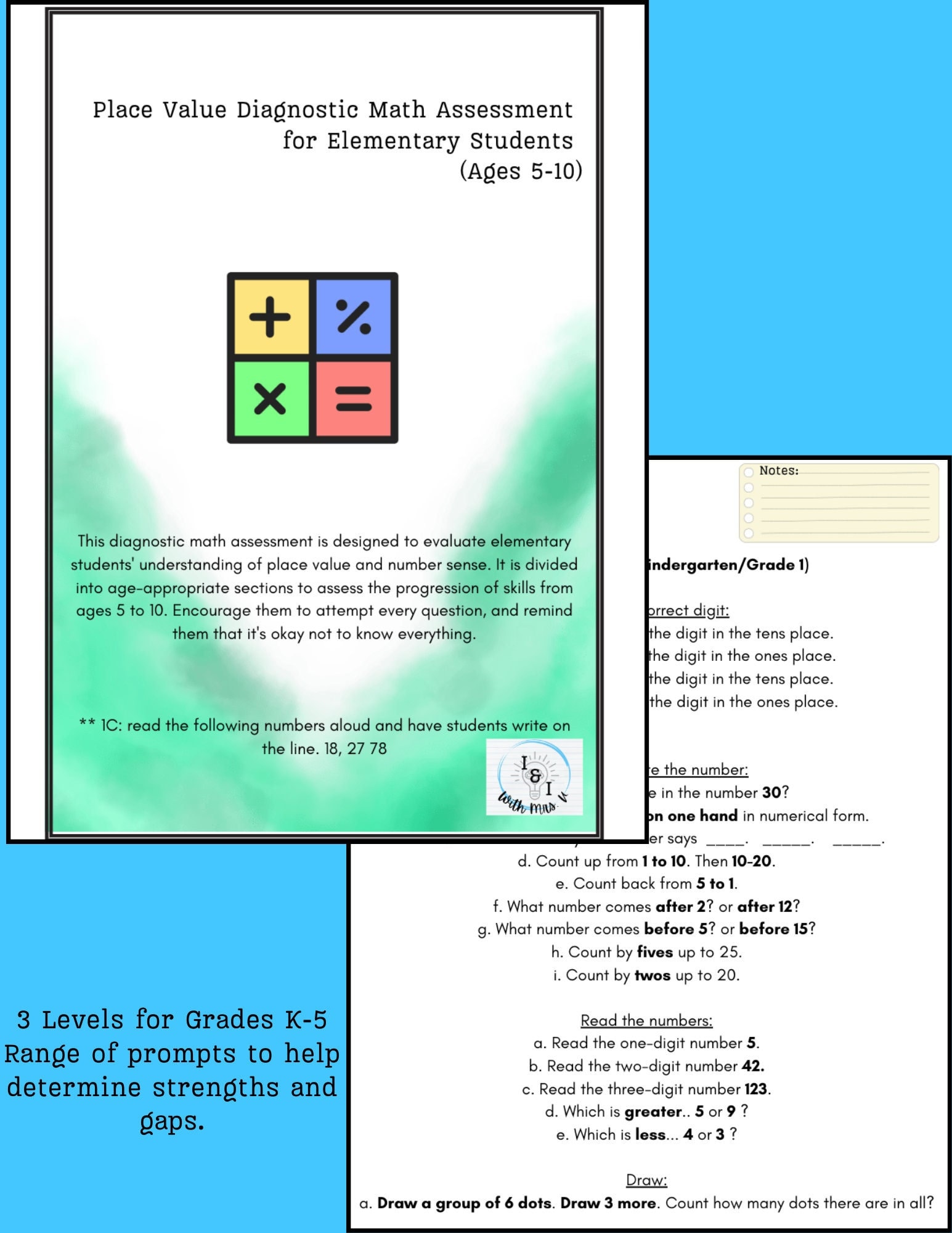 Elementary Math Place Value Diagnostic Assessment K-5 - Etsy
