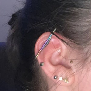 Rainbow Industrial Ear Bar, Niobium Industrial Piercing, Industrial ...