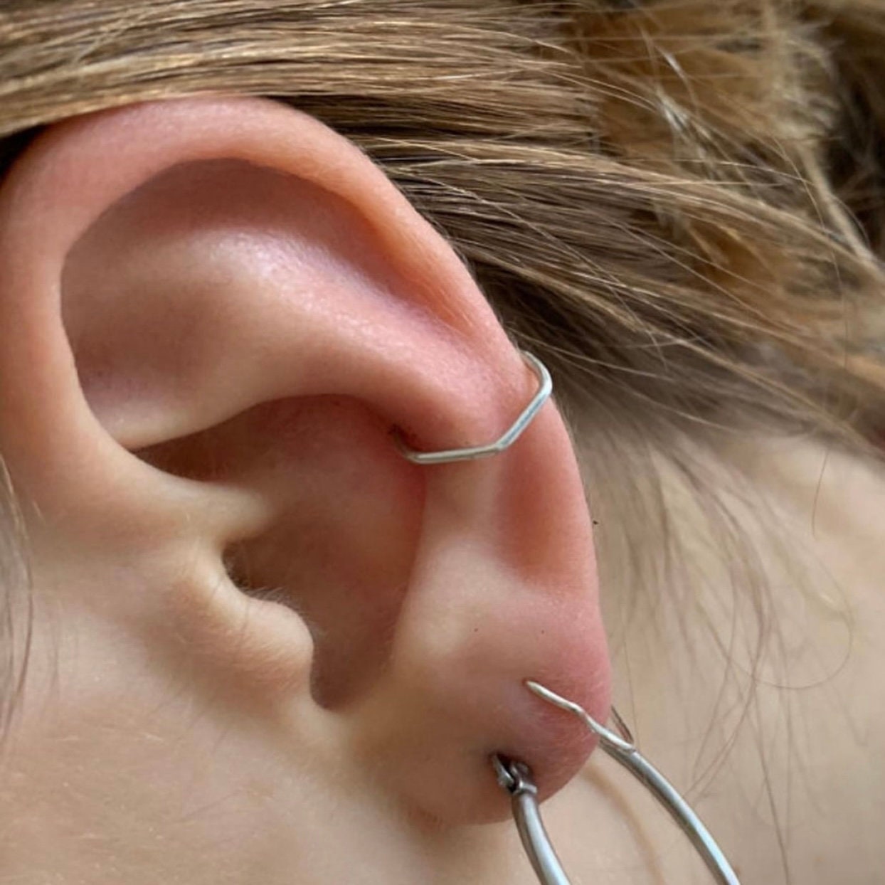 Chevron Conch Earring, Simple Seamless Ring, Cartilage Ring, Conch Hoop ...