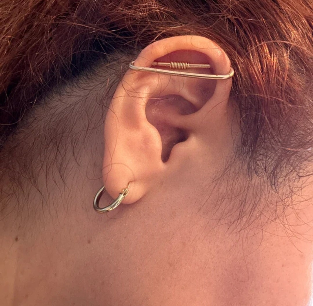 Rose Gold Fill Industrial Ear Bar, Industrial Piercing, Industrial ...