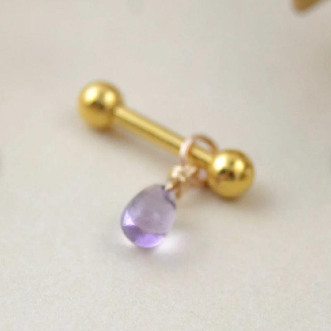 Smooth Teardrop Gold Ear Barbell, Helix Piercing, Helix Earring, Tragus ...